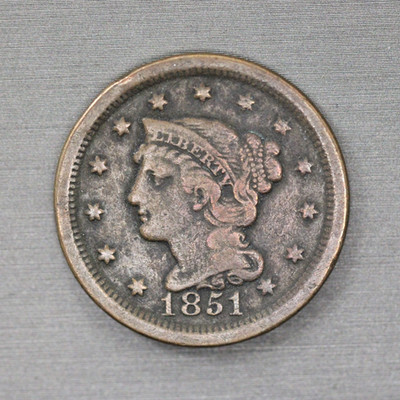 Fine 1851 Braided Hair Large Cent USA 1c Coin | eBay