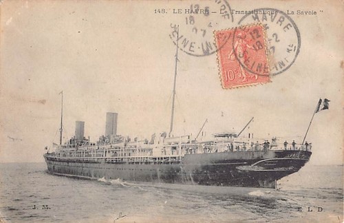 SS LA SAVOIE AT SEA, C. G. T. SHIP LINE ~ used 1907 | eBay