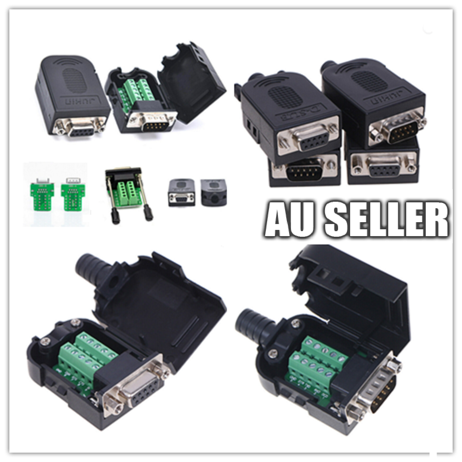 DB9 Connector Male Female 9 Pin Plug Wire Sleeve RS232 RS485 Breakout ...