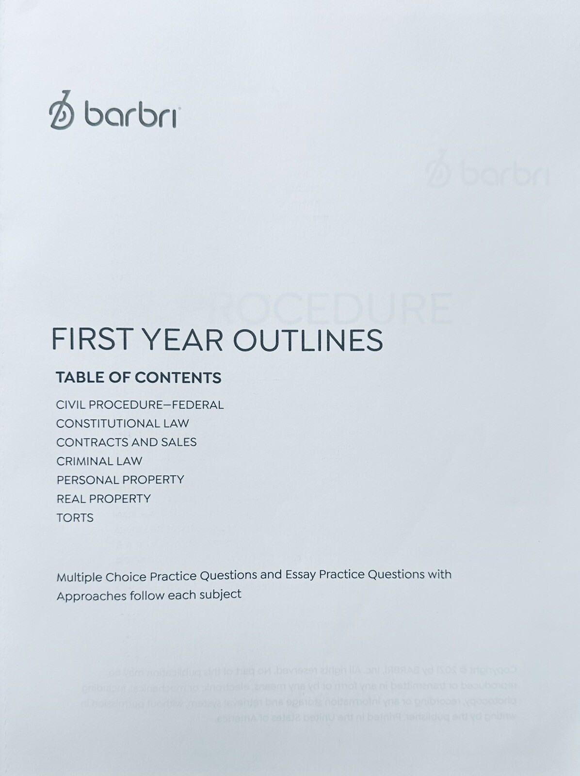 📚⚖️ “VERY GOOD” Barbri First Year (1L) Outlines 2021 ~ 2022 👍 | eBay UK