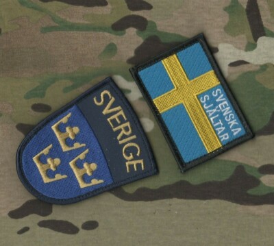 SWEDEN Svenska Ärmén vêlkrö 2-PATCH SET: Swedish Army + Flag (SVENSKA ...