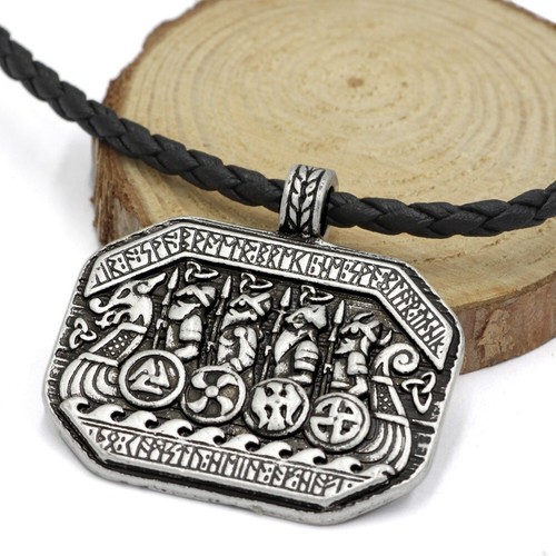 Mens Womens Vintage Norse Viking Boat Rune Pirate Pendant Necklace ...