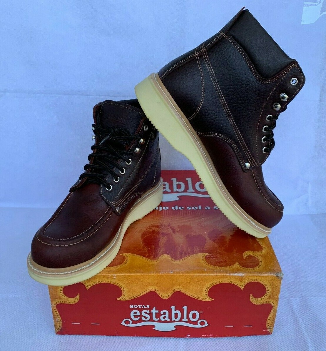 NEW - Establo Work Boots 513 Shedron 6" Leather Bull Fight Slip ...