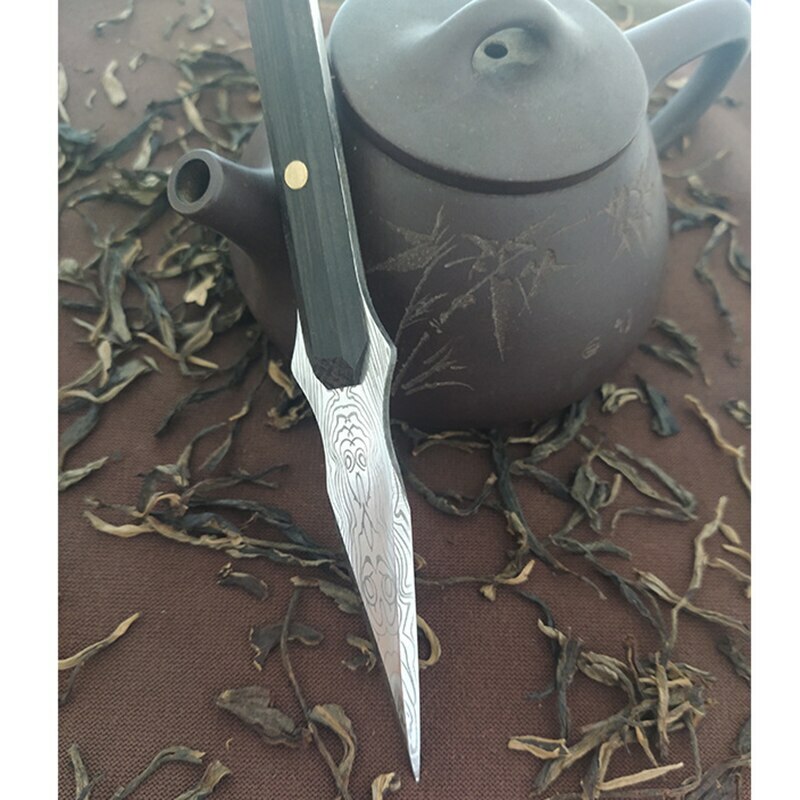 Stainless Steel Tea Needle Cutter Damascus Tea Knife Full Tang Fixed ...