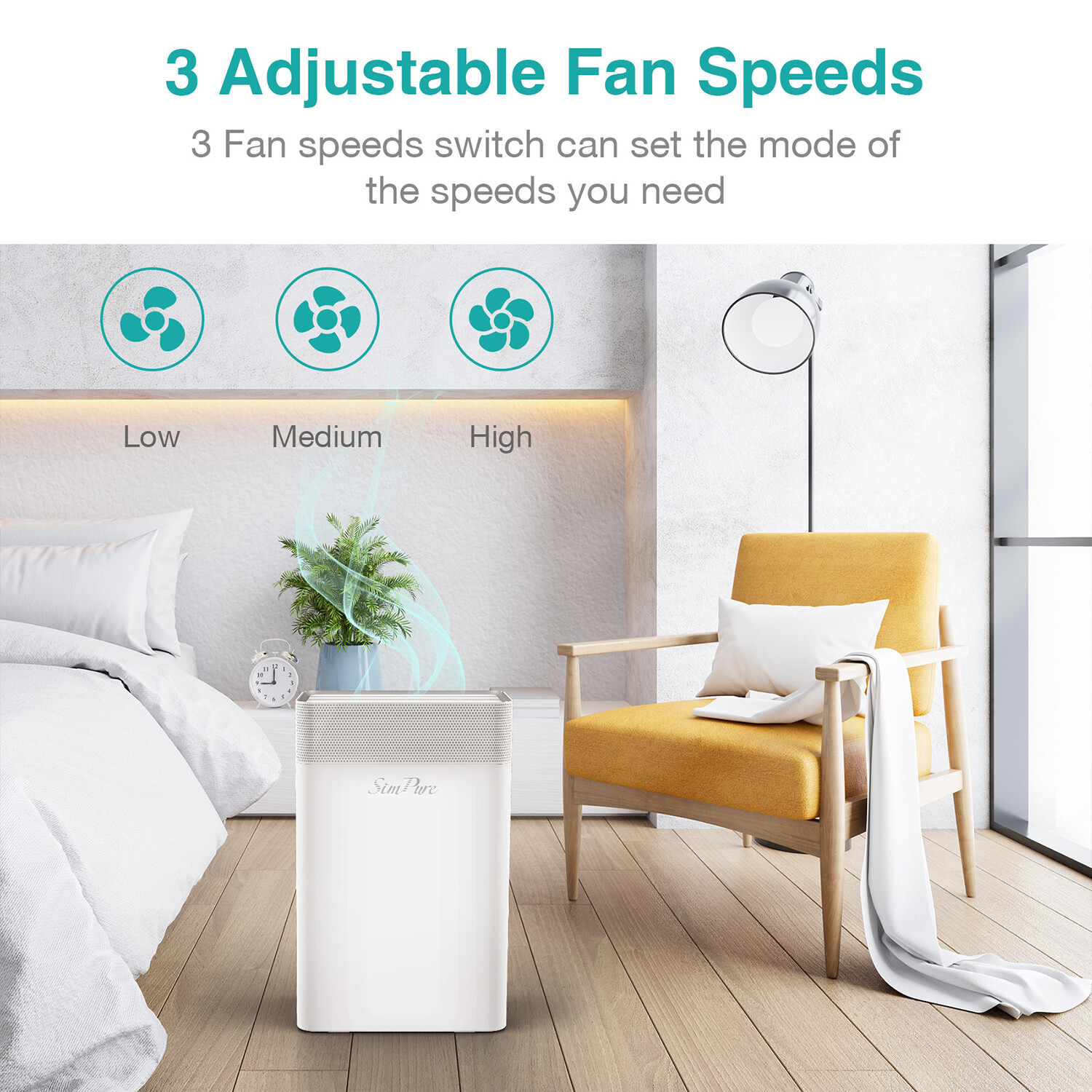 Air Purifier for Large Room Bedroom HEPA Filter Dust Allergies Pet Mold ...