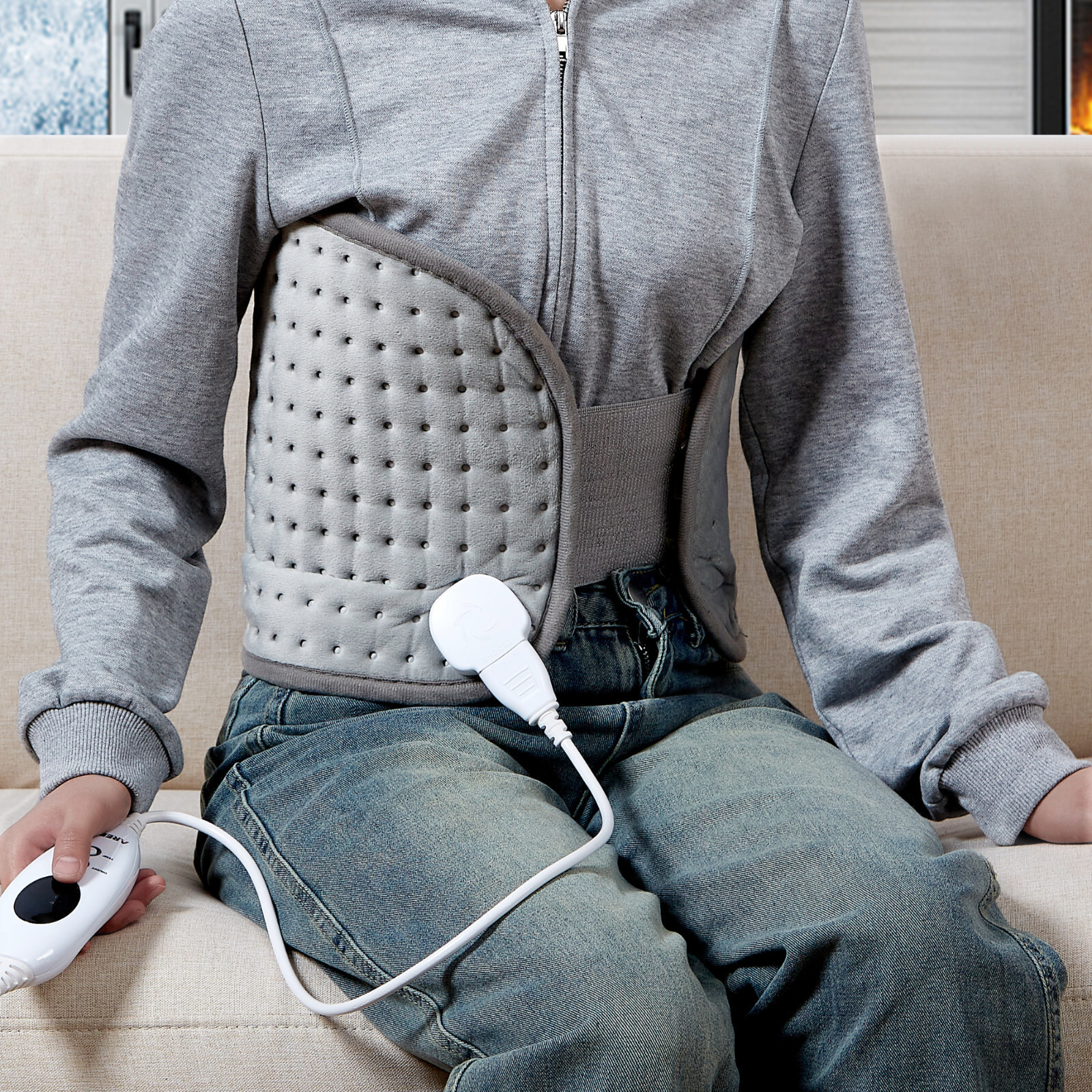 AREBOS Ceinture chauffante Ceinture chauffante ventre & dos 69x29 cm ...