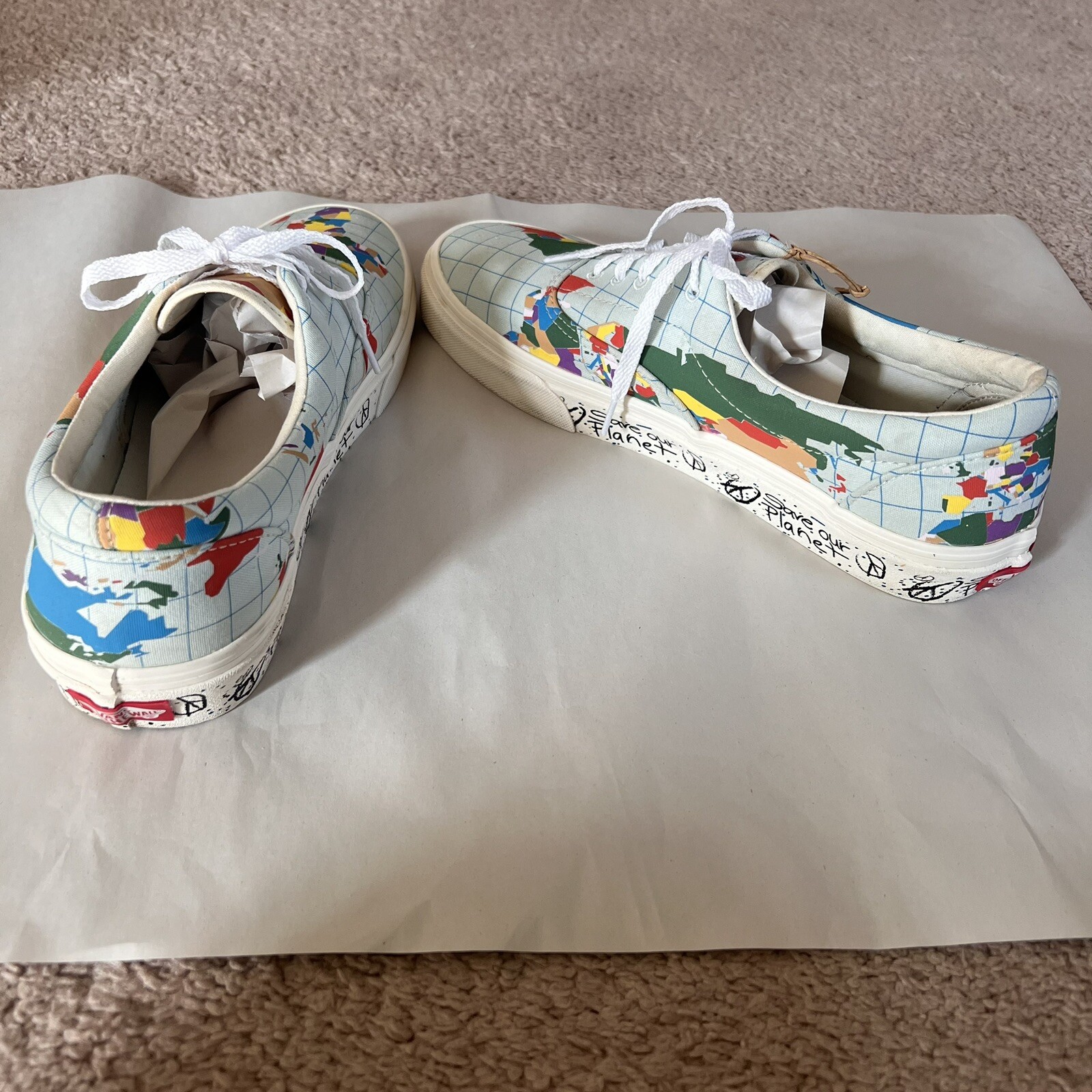Vans Save Our Planet World Map Globe Earth Size US 9.… - Gem