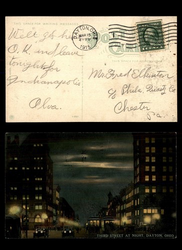Mayfairstamps US 1915 Dayton to Chester PA Third St Night Postcard aas ...