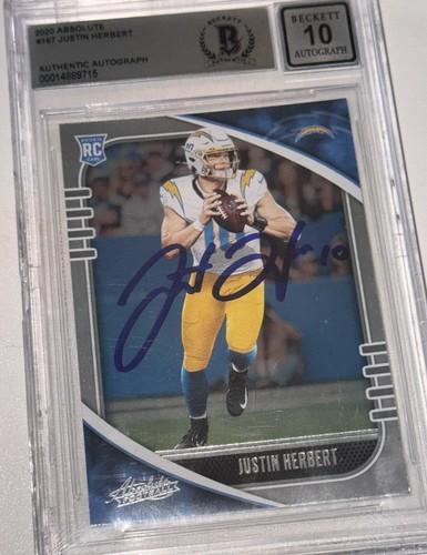 2020 Absolute Justin Herbert Autograph On card Rookie Beckett 10 | eBay
