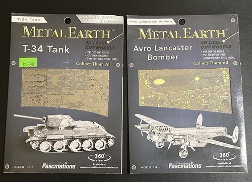 Fascinations Metal Earth Gold 3D Model Kit Avro Lancaster Bomber & T-34 ...