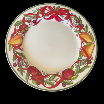 DANSK Holiday Harvest Salad Plate Christmas Xmas Holiday Ribbon Pears ...