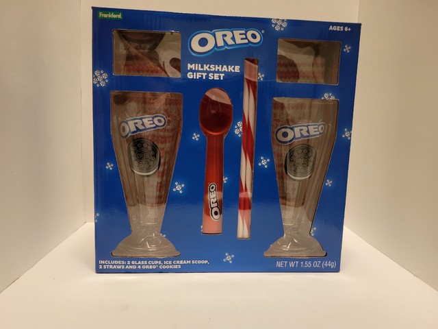 Oreo Milkshake Gift Set 2 Ceramic Cups Ice Cream Scoop Straws Desert ...