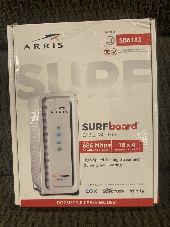 ARRIS Surfboard SB6183 DOCSIS 3.0 Cable Modem Compatible WIth Spectrum ...