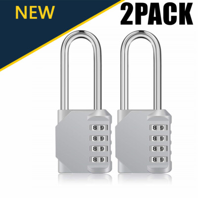2X Waterproof Padlock Extra Long Shackle Loop & 4 DIGIT Combination ...
