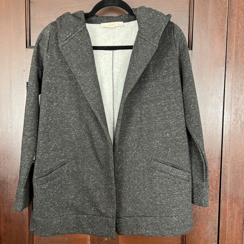 LOFT Jacket Women's SP Super Cozy Speckled Gray Terry Soft Open Hoodie ...