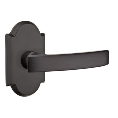 Emtek Yuma Sandcast Bronze Door Lever Passage #1 Rosette Flat Black ...