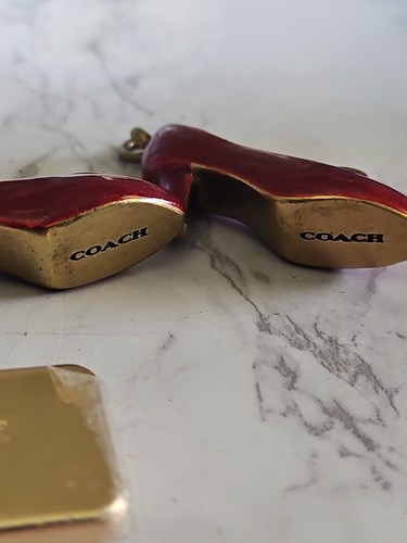 Coach Keychain rare wizard of oz ruby red slipper Dog Tag gold tone ...