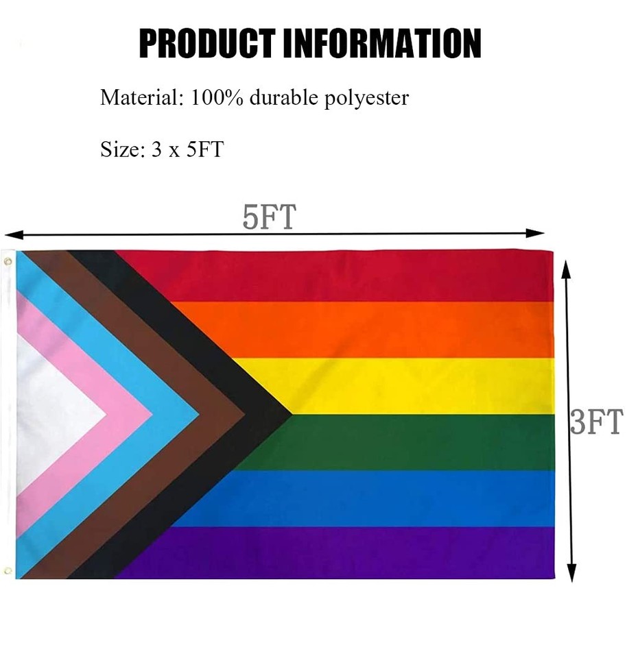 Progress Pride Rainbow Flag 3x5 ft LGBTQ Gay Pride Flags All Inlcusive ...