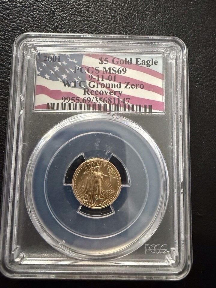 2001 WTC Ground Zero Recovery $5 Gold/ 1.00 Silver American Eagle PCGS ...