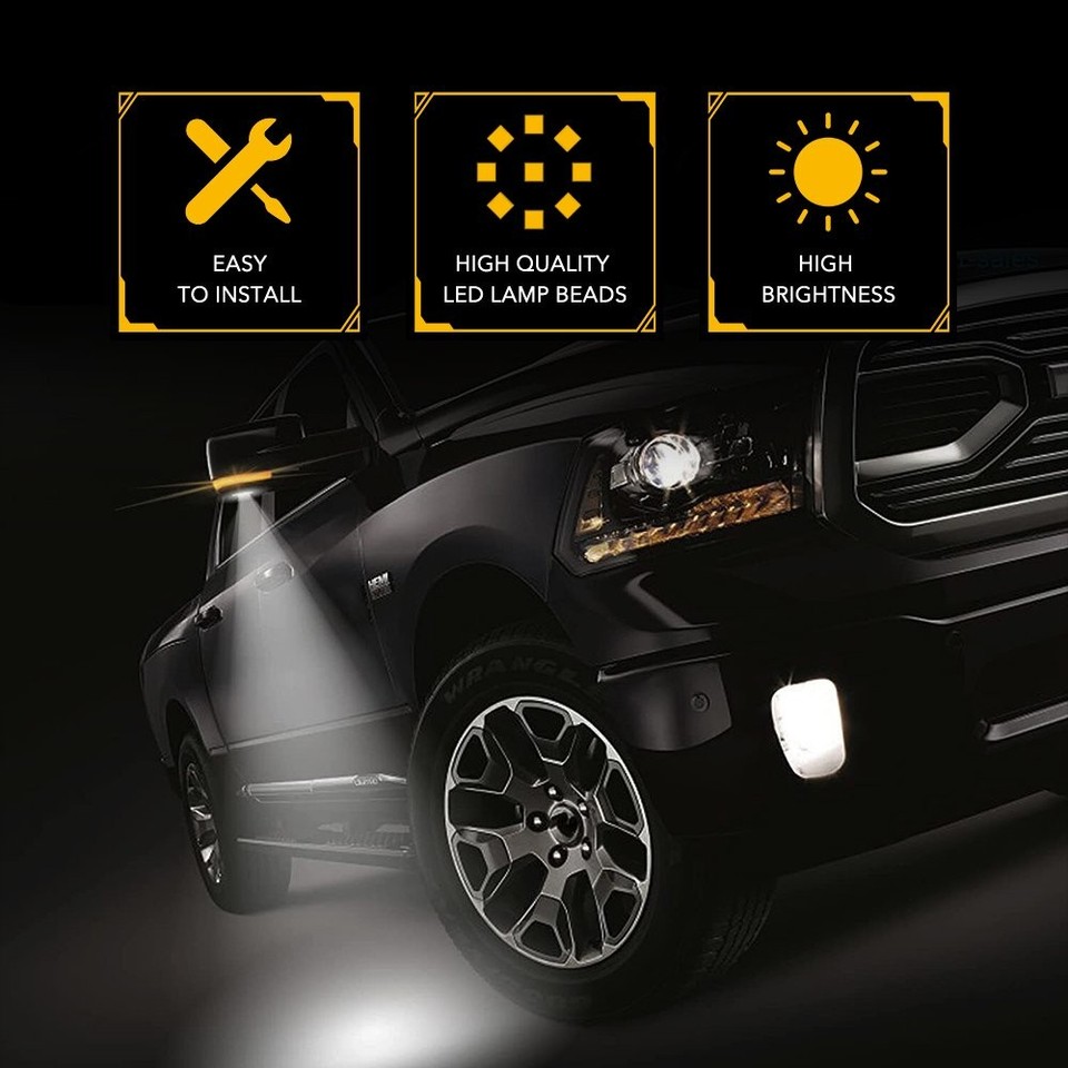 Left Right Mirror Turn Signal Light Puddle Lamp For 09-18 Dodge Ram ...