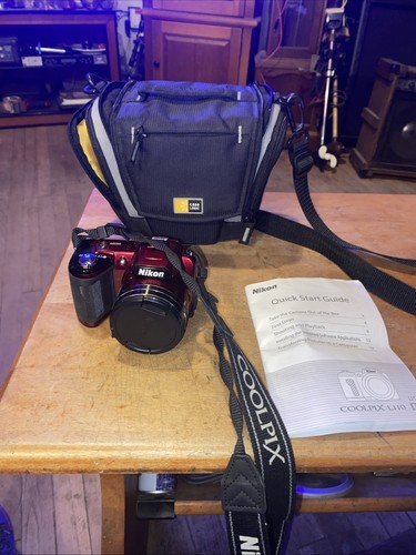 Nikon Coolpix L110 Digital Bridge Camera 12.1MP Burgundy Strap Bag ...