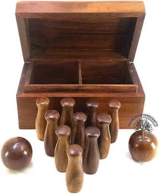 Bowling Mini Game 12 Bottle 2 Boll With Box Wooden Board Tabletop Toy ...