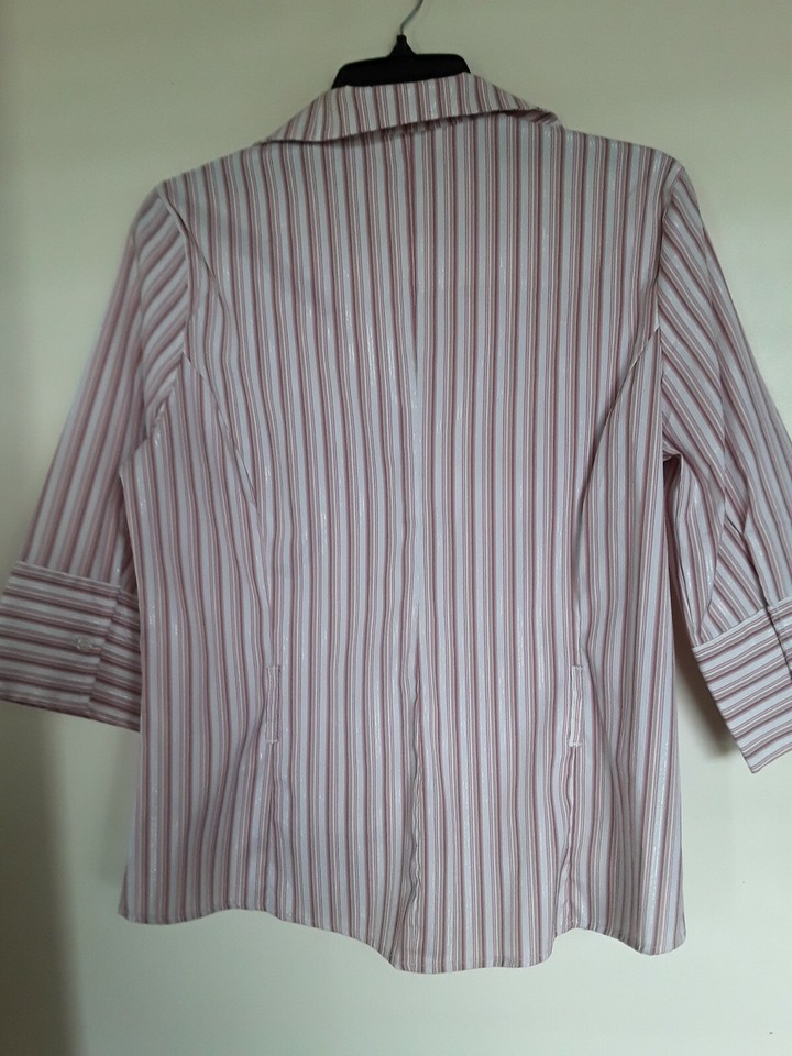 Woman's Sexy MKM Designs Striped V Neck Top Shirt Blouse Sz L | eBay