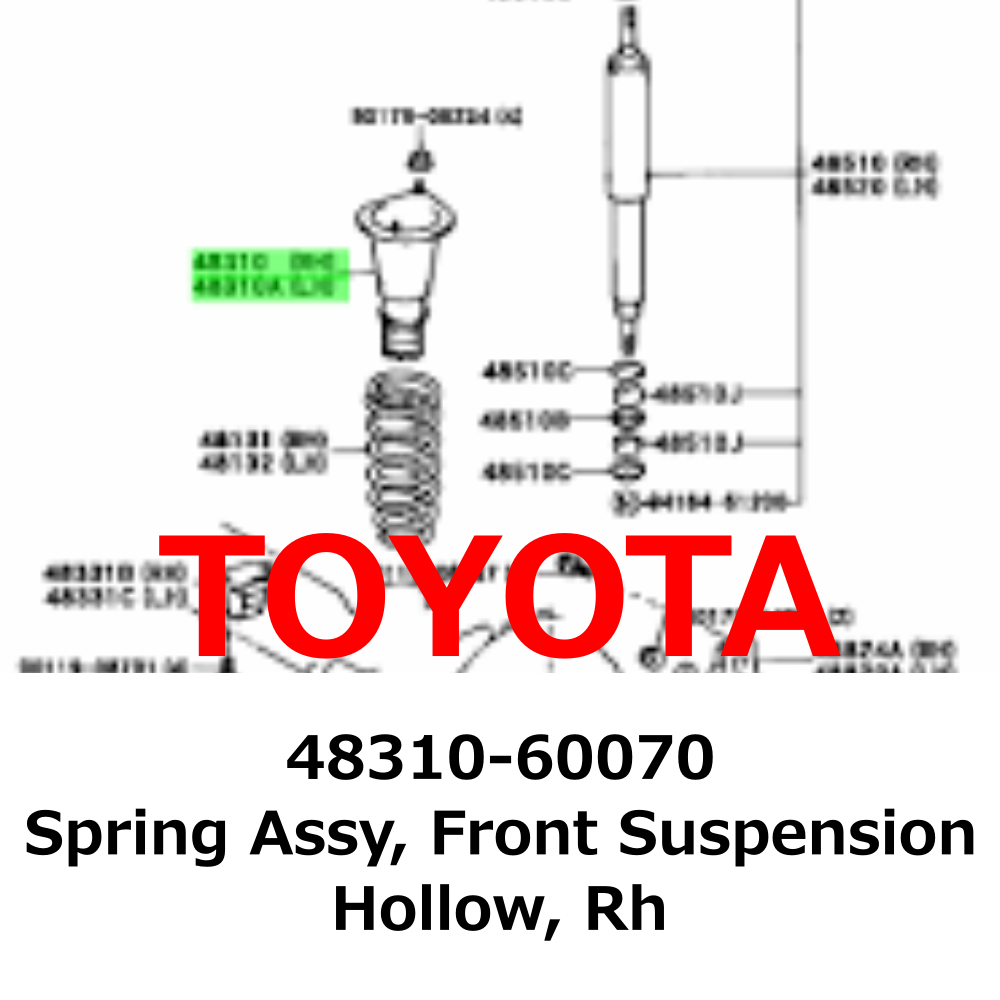 【NEW】Toyota Genuine Spring Assy, Front Suspension Hollow, Rh 48310 ...