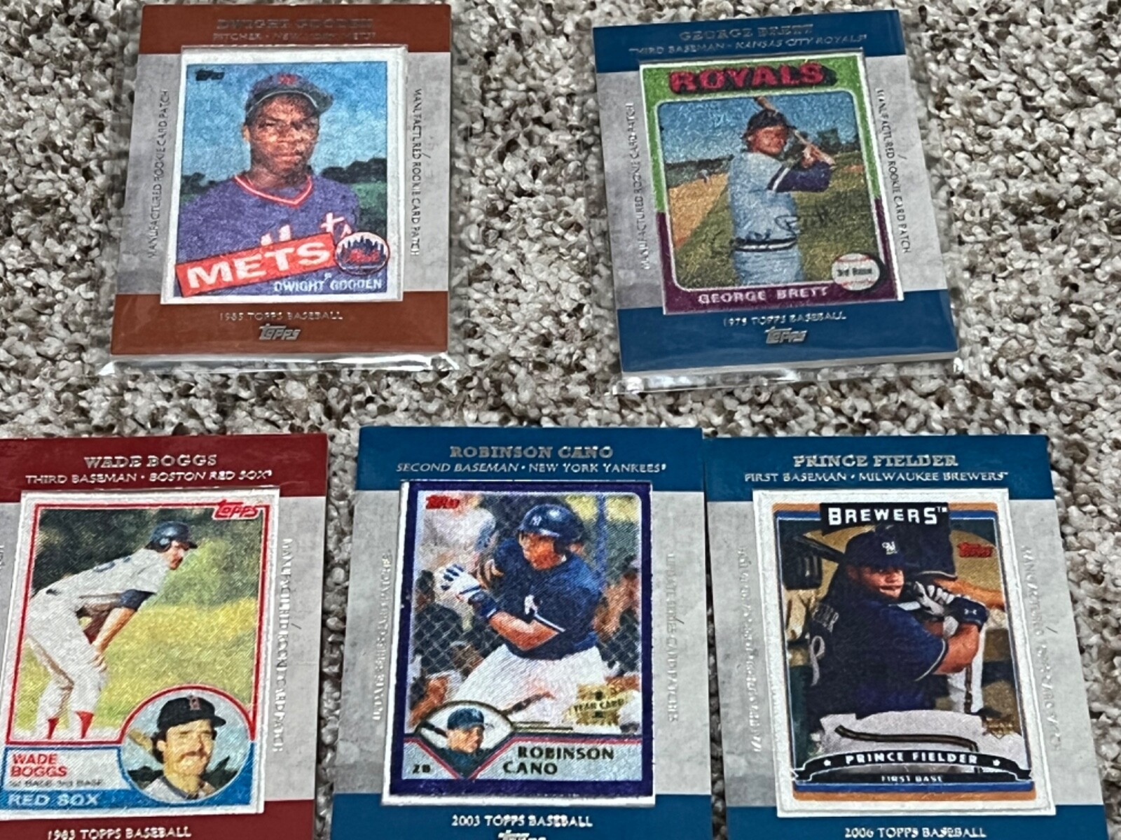 (7)2013 TOPPS COMMEMORATIVE RC PATCHES BRETT,BOGGS,FIELDER,CANO,SPAHN ...