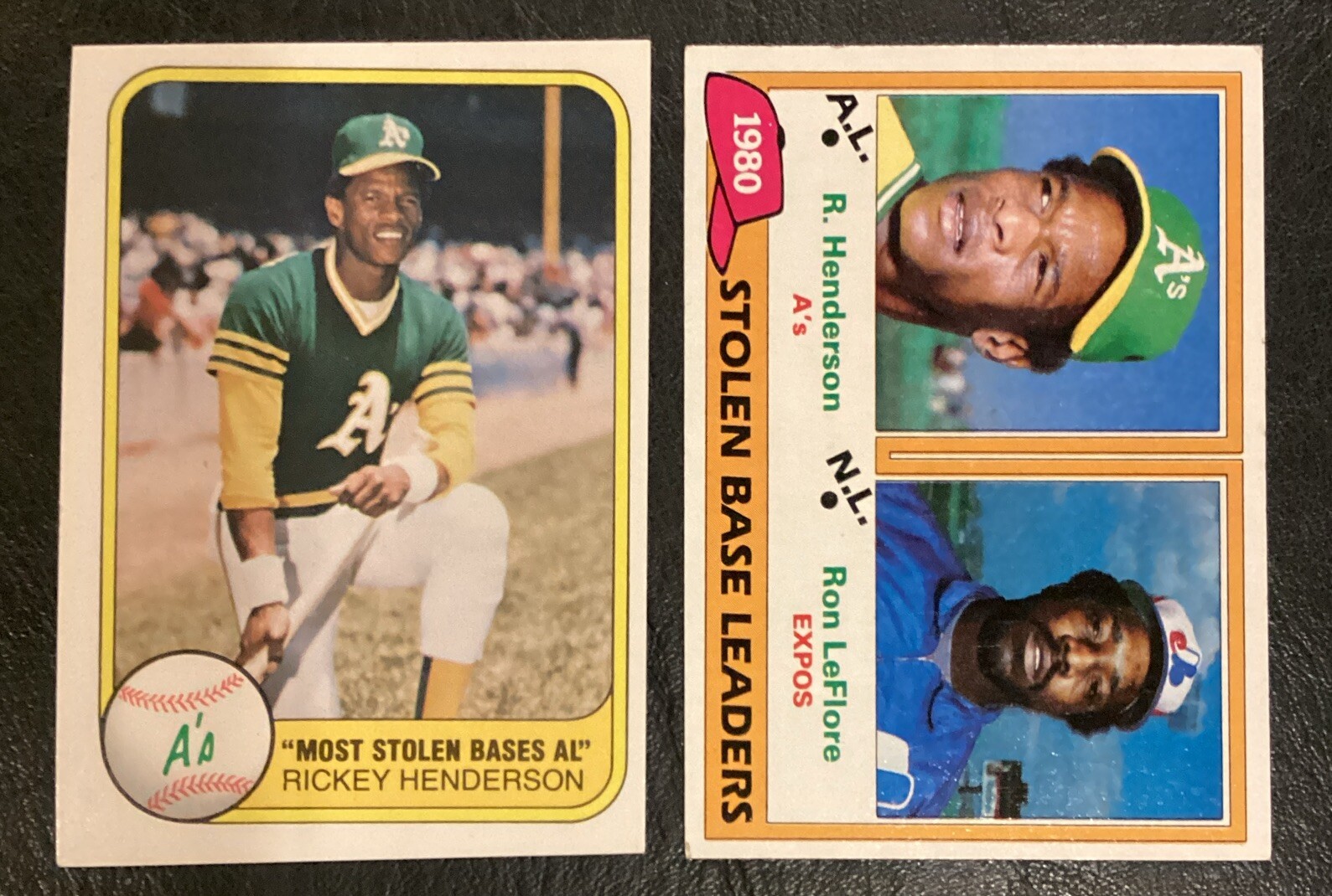 2x Rickey Henderson 1981 Cards #351 Fleer #4 Topps HOF Yankees A’s SB ...
