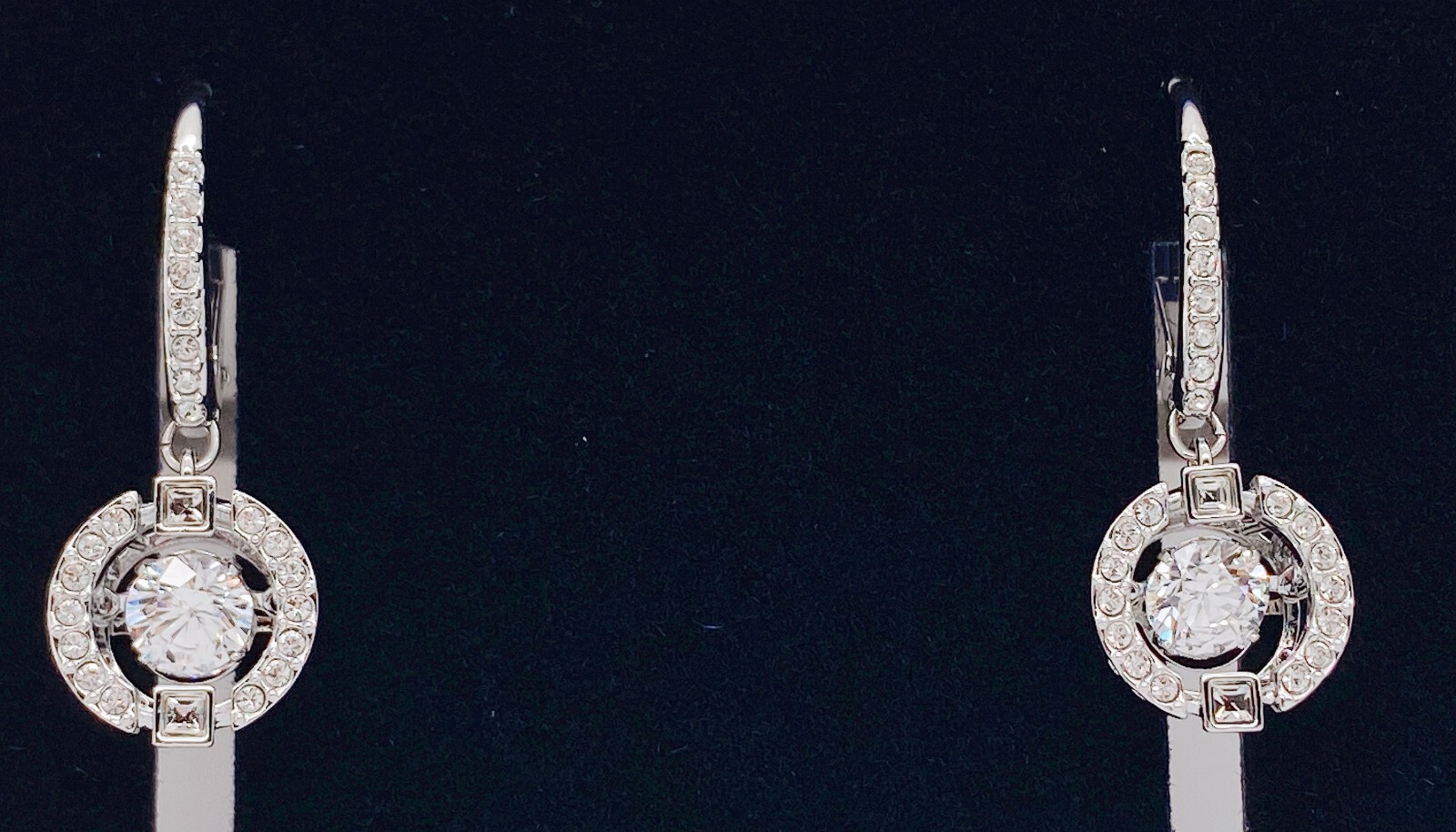 NEW SWAROVSKI Brand Rhodium Sparkling Dance Crystal Pierced Earrings ...