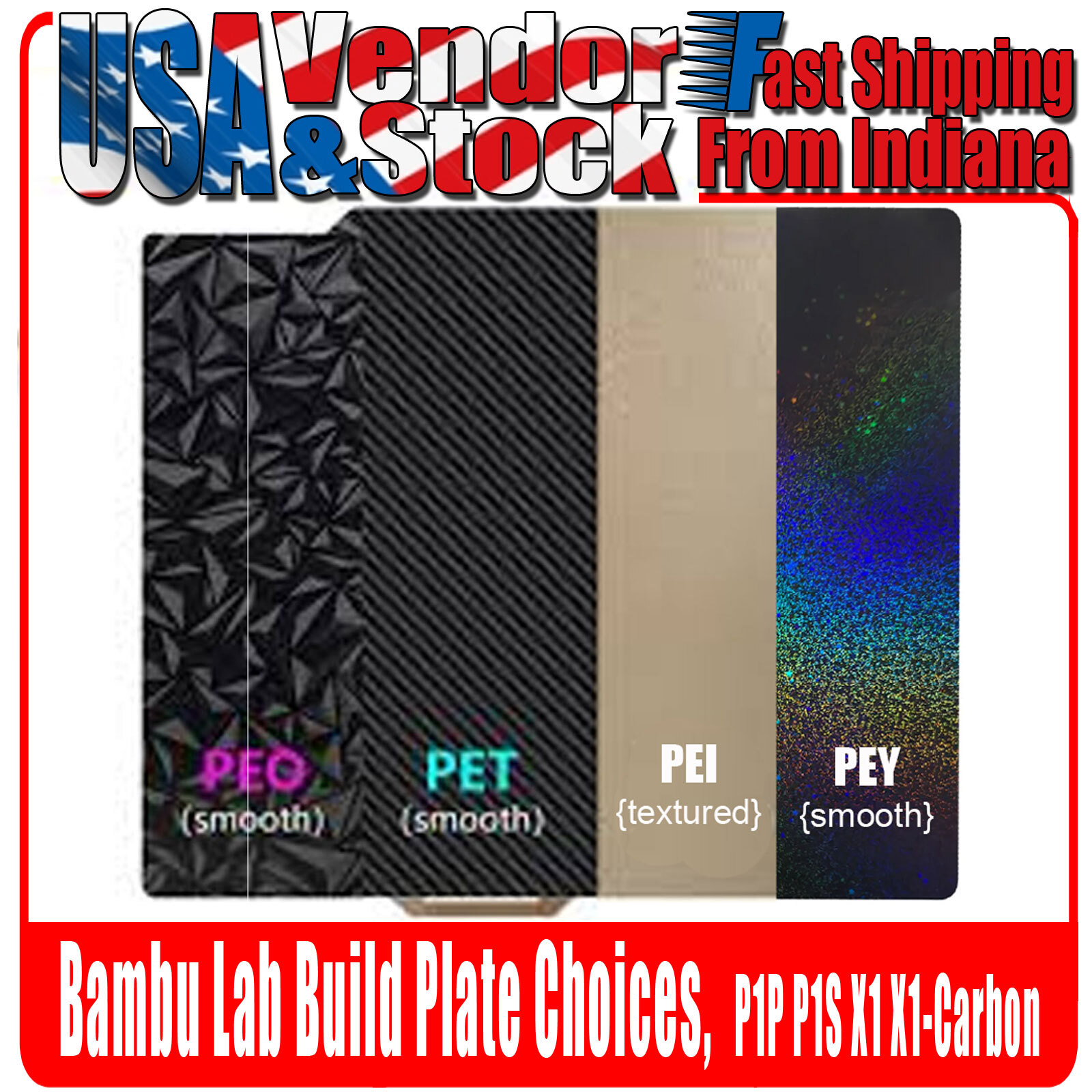 Build Plate Bambu Lab 257X257Mm Spring Steel, Pei, Pet, Ped Surface ...