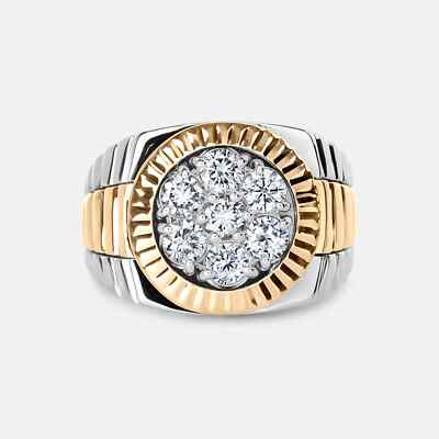 2.2CT Round Cut Moissanite Rolex Design Men's Ring 14K Two Tone Gold ...