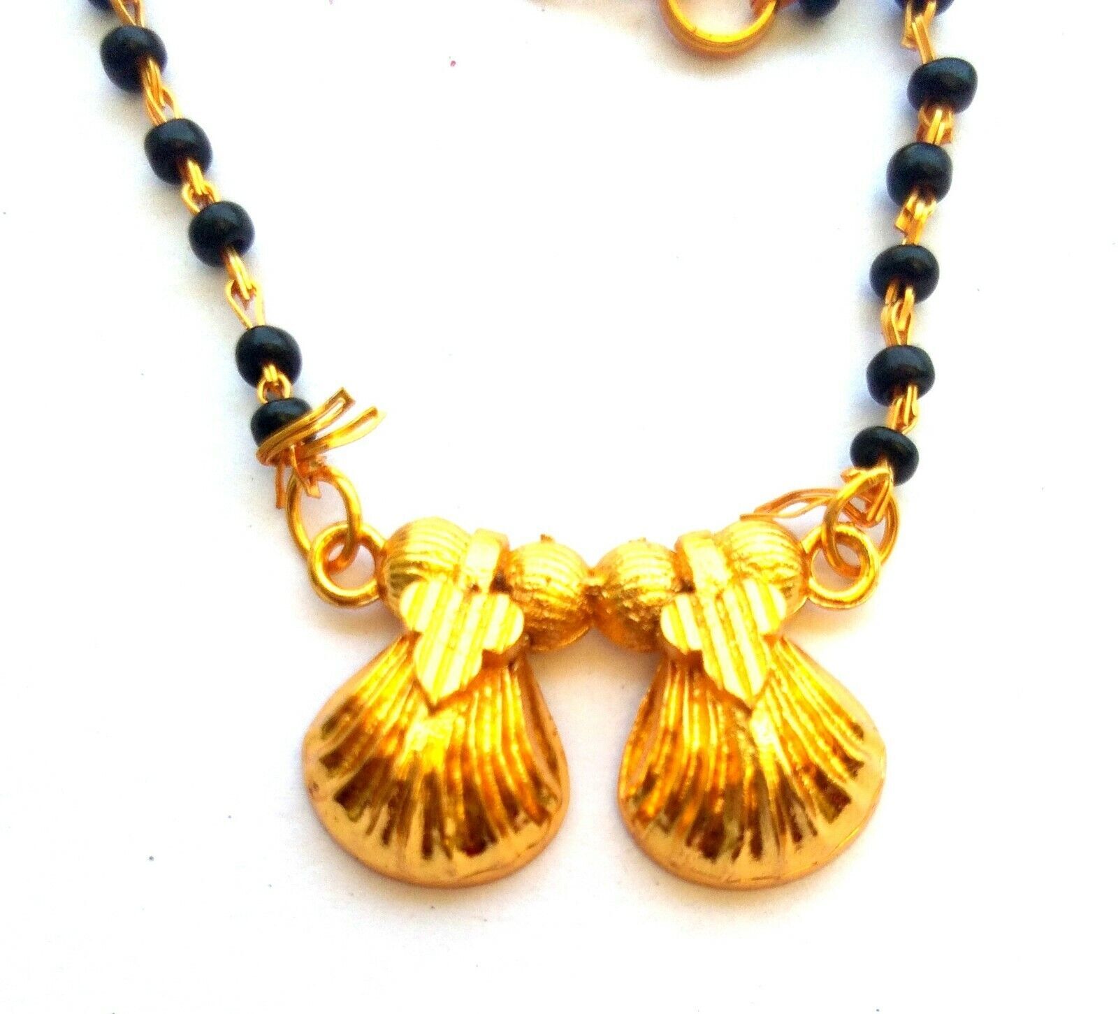 Indian Gold Plated Wedding Mangle Sutra 20" Black Beads Chain Women ...