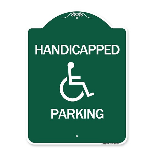 Designer Series Sign - Handicapped Parking | Green & White 18" X 24 ...