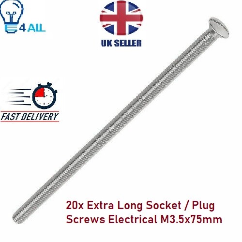 M3.5x75mm Electrical Plug Screws/ Extra Long Socket - 20 units | eBay UK