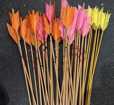 Lot of 38 Vintage Archery Arrows – Wood & Aluminum – Feather Fletch ...