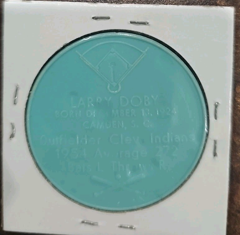 1955 Armour Baseball Coin Token LARRY DOBY Rare Light Blue INDIANS ...