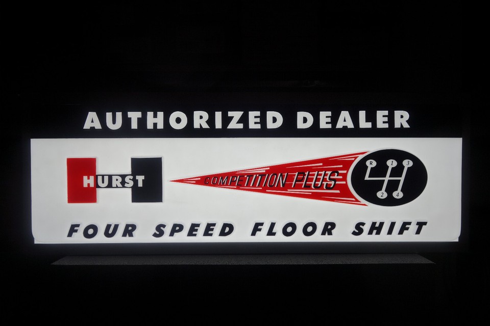 HURST SHIFTERS ILLUMINATED Dealer Counter Sign 15" BY 42". FANTASTIC ...