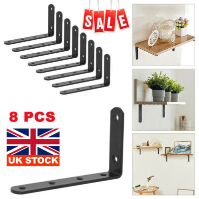 8X Heavy Duty Cast Iron Wall Mounted L Shaped Angle Shelf metal Bracket ...