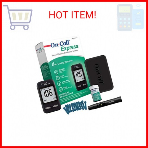On Call Express Diabetes Testing Kit- Blood Glucose Meter, 10 Blood ...