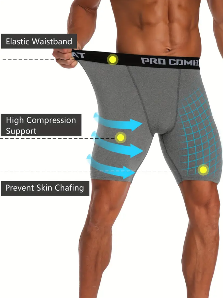 Pro Combat Performance Compression Shorts Athletic Baselayer Workout ...