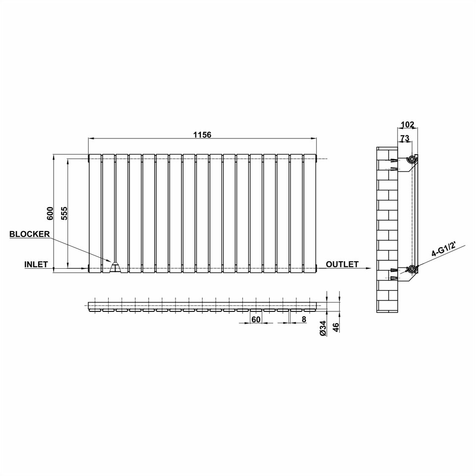 Flat Panel Oval Column Horizontal Vertical Designer Radiator Central ...