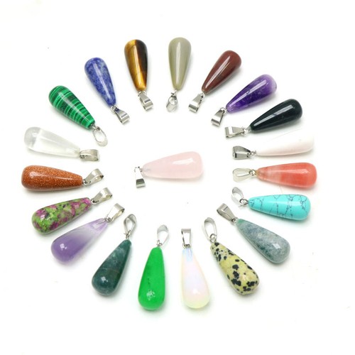 Natural 100PCS Warter Drop Stone Pendant Healing Crystal Gemstone ...