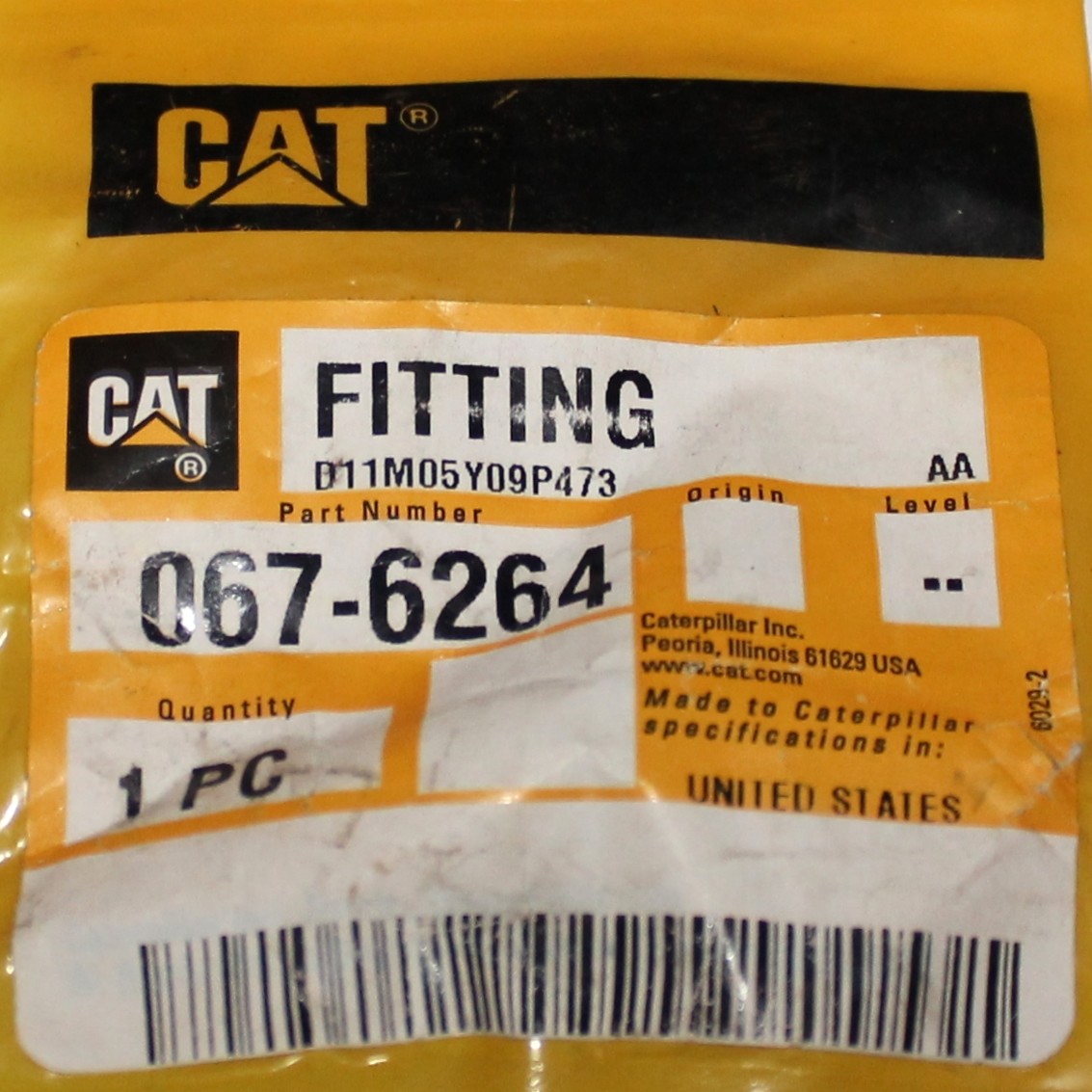 CATERPILLAR CAT 067 6264 Brass Fitting D11M05Y09P473 | eBay