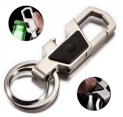 LED Light Bottle Opener Key Chain - Zinc Alloy, Dual Key Rings for Men ...