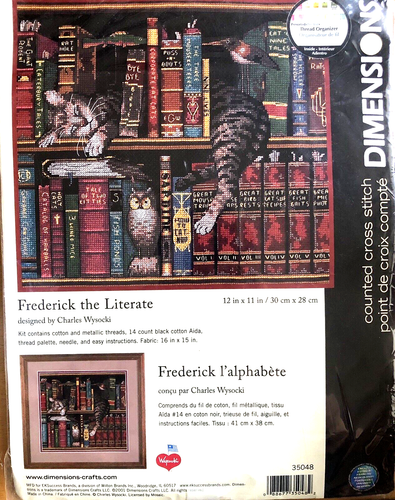 Dimensions Cross Stitch Kit Frederick the Literate Cat in Library ...