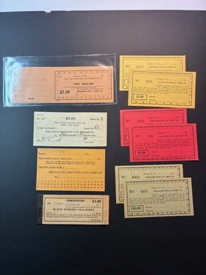 Assorted paper coal scrip. 8 cards, 1 receipt, 1 book. 10 total. | eBay