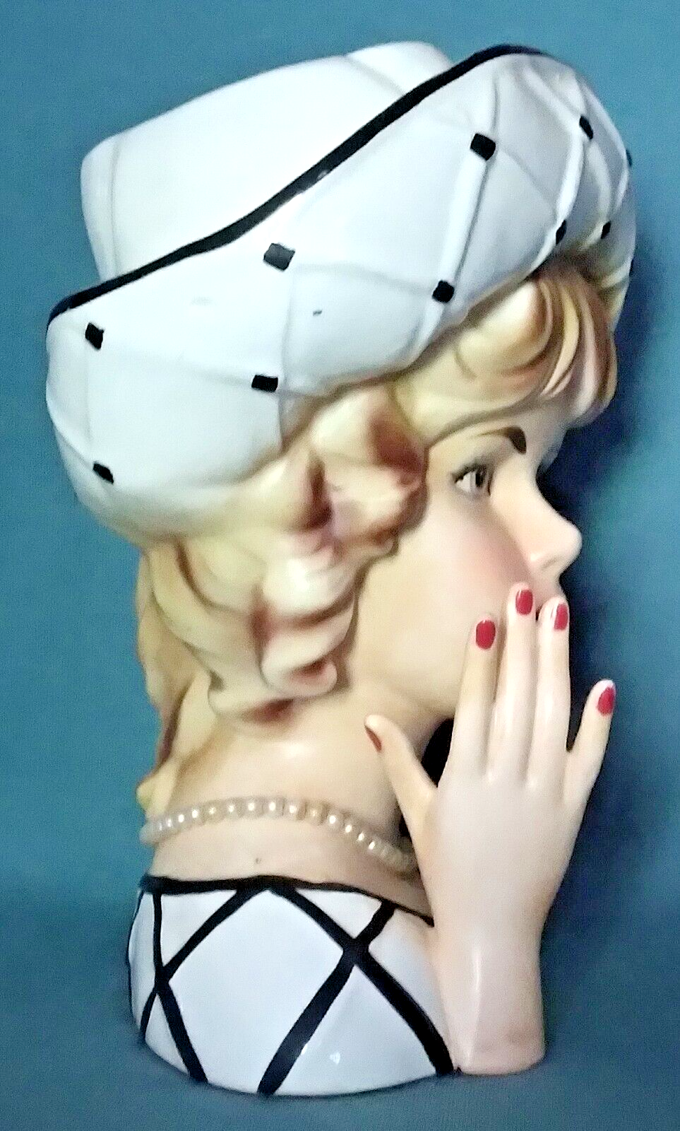 SCARCE VINTAGE 7-1/4" RELPO K1809 CRISS-CROSS CHRISSY LADY HEAD VASE ...