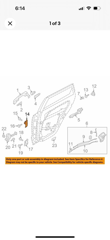 KIA OEM 2017-2018 Niro Lock Rear Door Upper Hinge Left 79410D8000 NIP ...